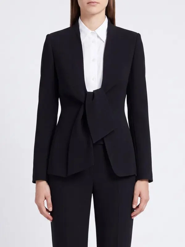Max Mara Slim Fit Short Cady Blazer With Tie Fastening - Black