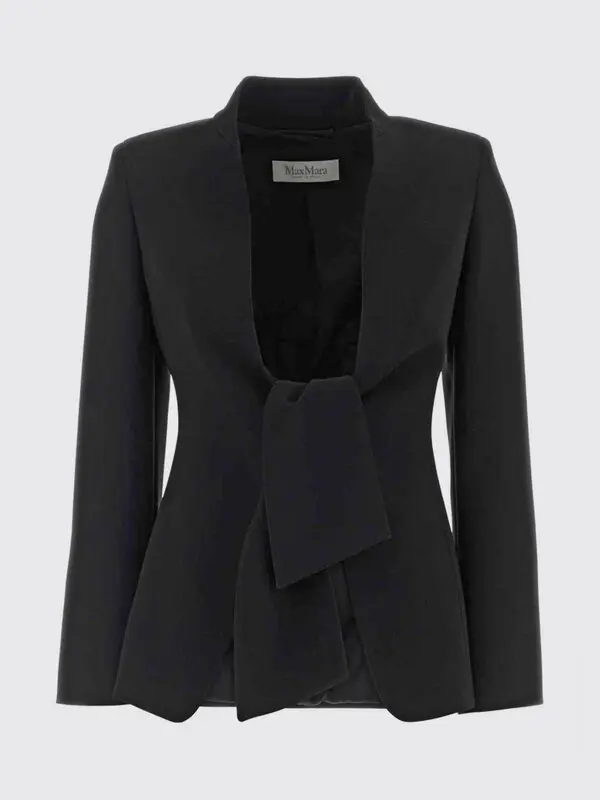 Max Mara Slim Fit Short Cady Blazer With Tie Fastening - Black