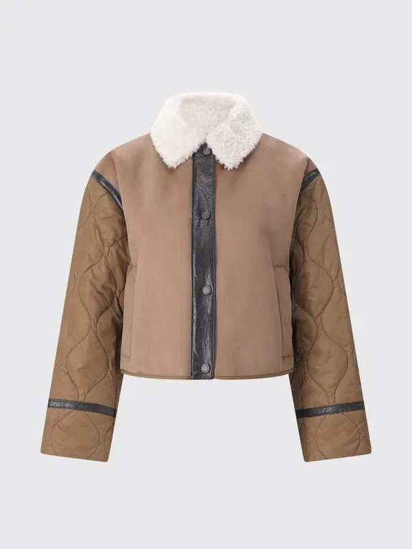 Max Mara Cropped Suede Leather Jacket With Fur Collar - Brown