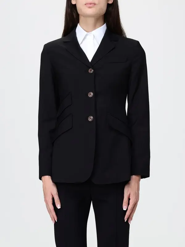 Max Mara Single-breasted Cropped Blazer In Virgin Wool With A Slim Fit - Black