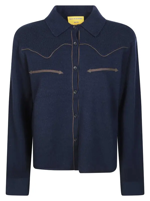 Guest In Residence Cropped Western Cashmere Shirt - Blu
