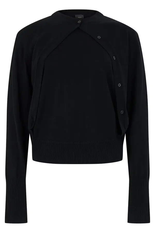 Pinko Wool Button-detail Sweater - Black
