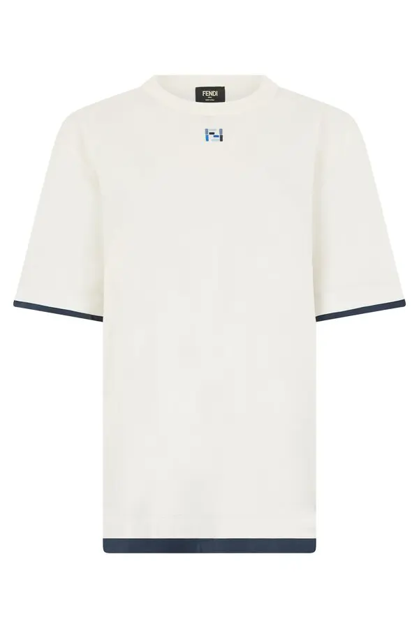 Fendi Contrast-trim Cotton T-shirt For - Ivory