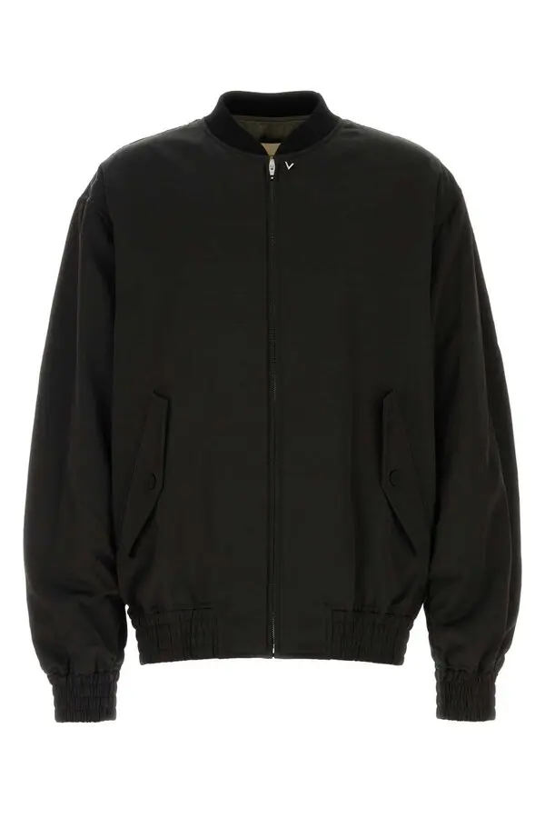 Valentino Garavani Viscose-blend Bomber Jacket With Cupro Lining - Black