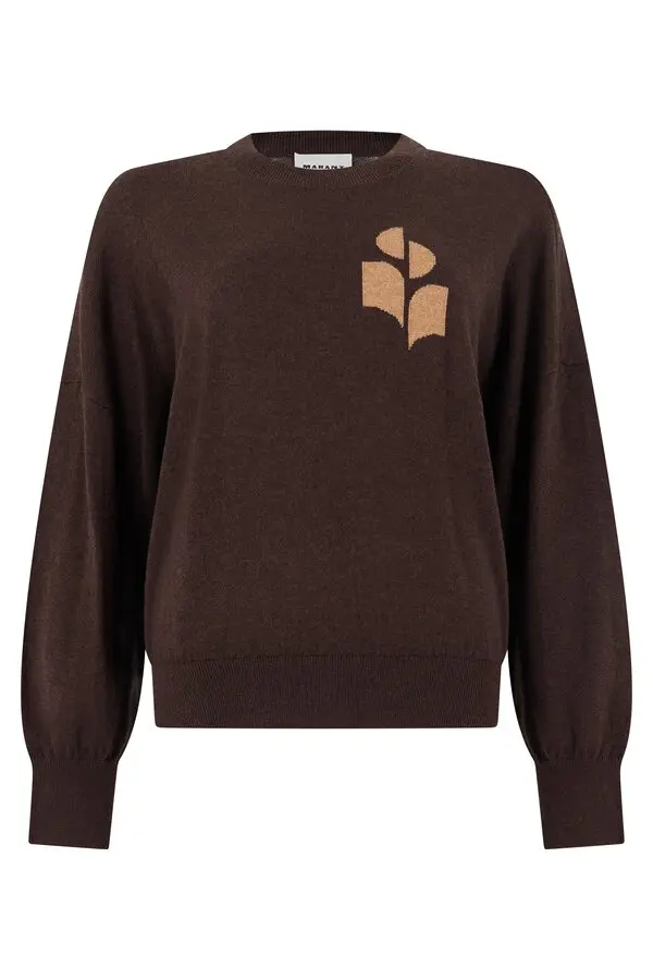 MARANT ETOILE Knit Sweater With Jacquard Front And Wide Sleeves - Brown