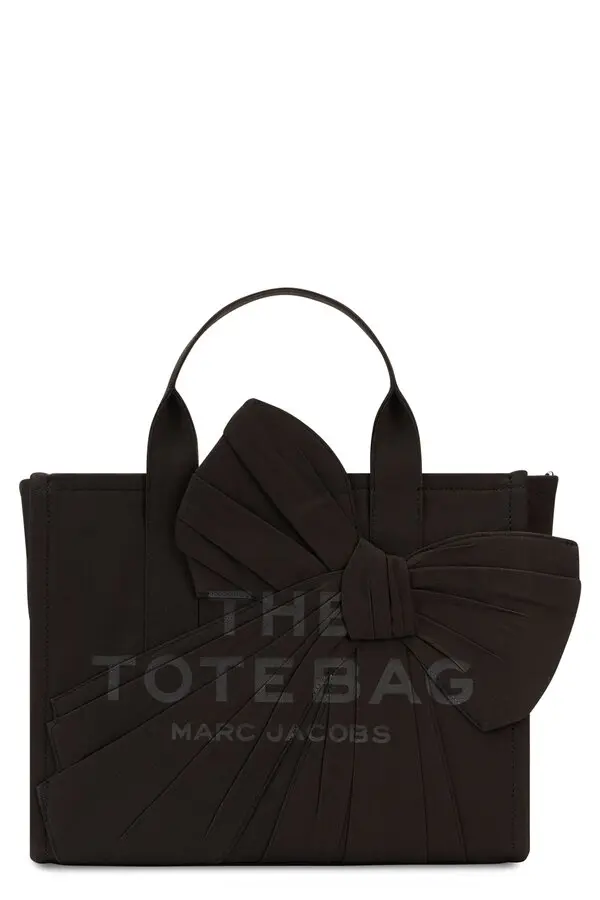 Marc Jacobs Mini Bow Tote Handbag In 100% Cotton - Black