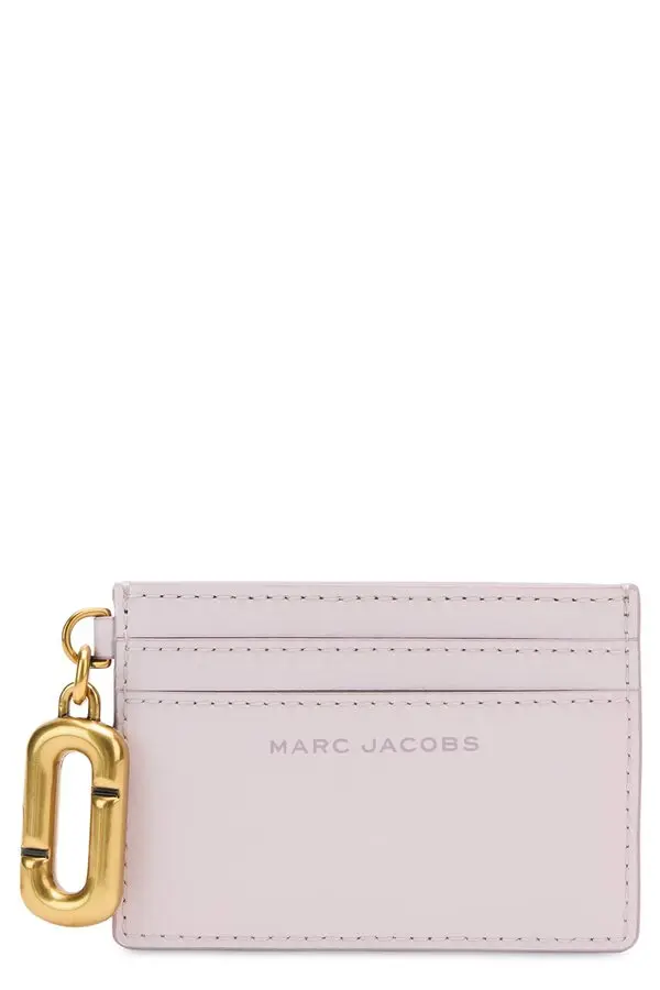 Marc Jacobs Mini Leather Card Holder With Golden Pendant, 7 Cm X 10 Cm