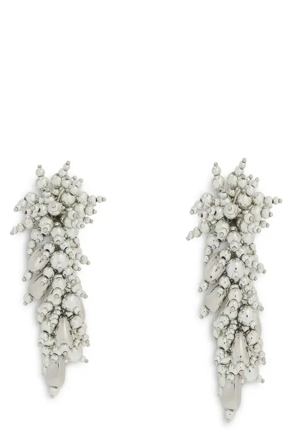 SELF-PORTRAIT Inspired Beaded Mini Dangling Earrings - Silver