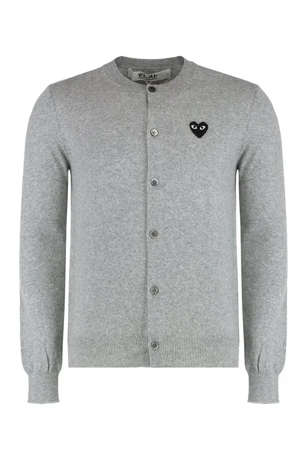 Play Comme Des Garcon Round-neck Emblem Knit Sweater - Light Grey