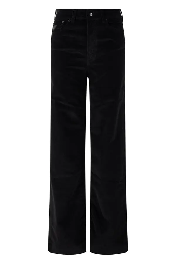 LOIS Straight Velvet Pants With High Waist And Loose Fit - Black