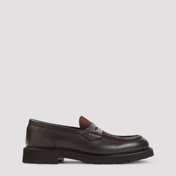 Canali Leather Penny Loafer With Lug Sole