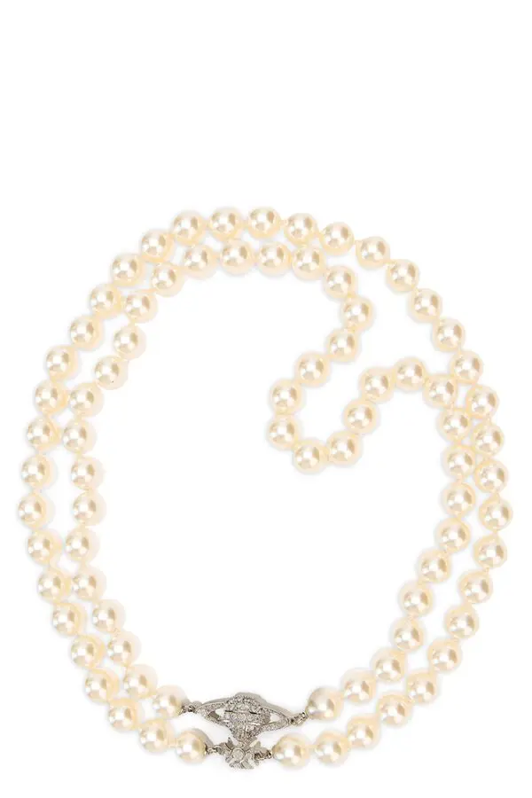 VIVIENNE WESTWOOD Beaded Choker Necklace With Pearls - Ivory