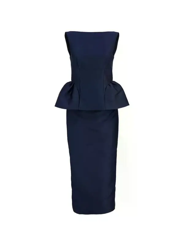 Roland Mouret Peplum-detail Sleeveless Midi Dress - Blue