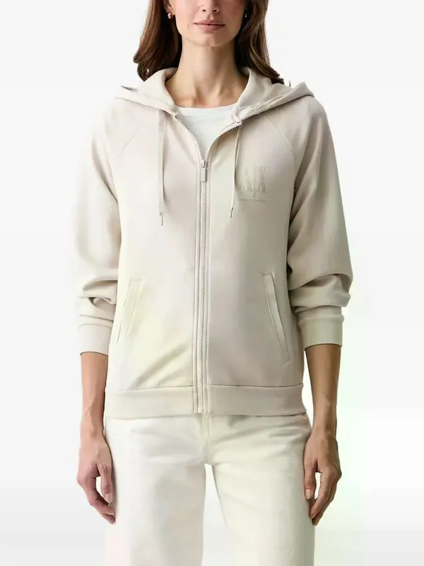 Armani Exchange Logo-print Zip-fastening Hoodie - Neutrals