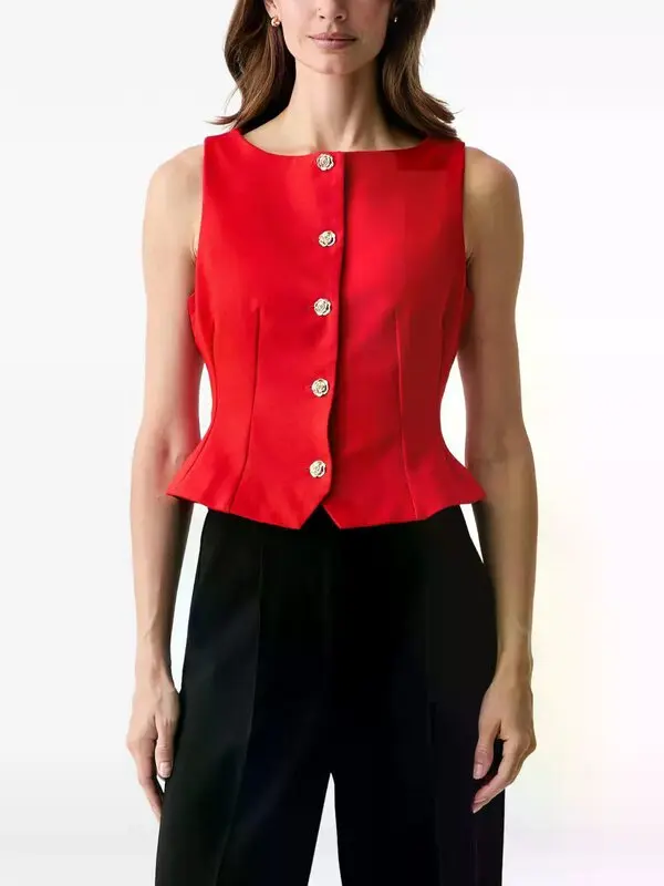 MORGAN Rose-button Peplum Top