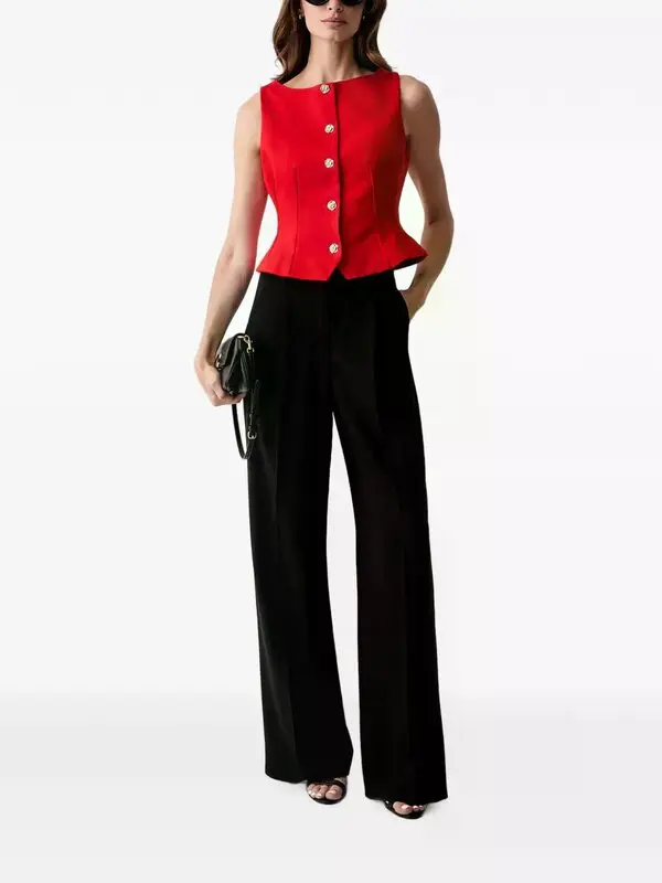 MORGAN Rose-button Peplum Top