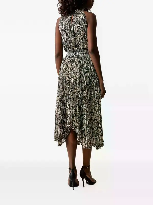 MORGAN Lace-print Pleated Midi Dress