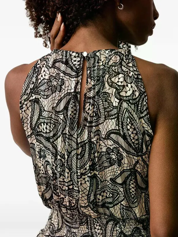 MORGAN Lace-print Pleated Midi Dress