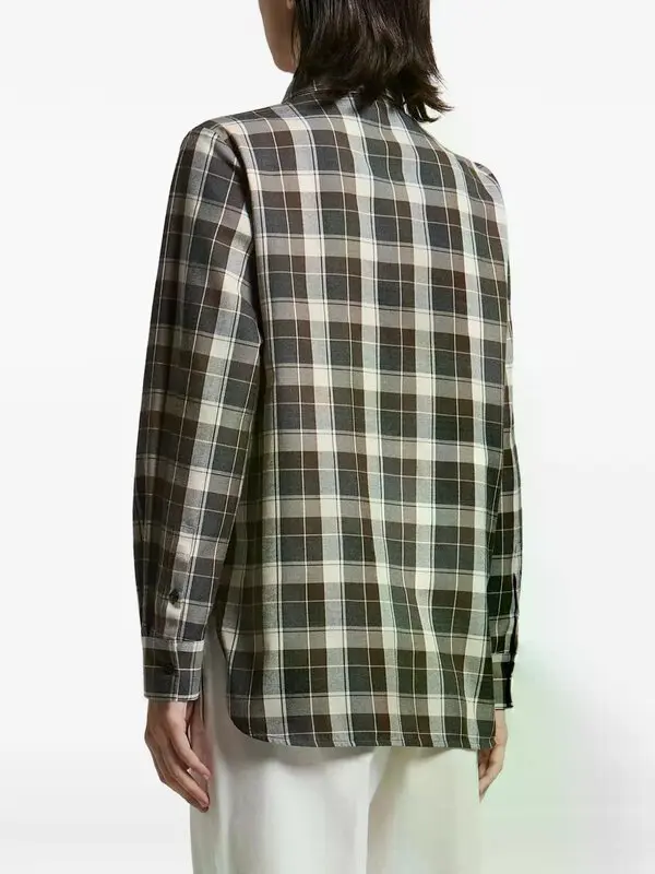 Peserico Check-pattern Tie-detail Shirt - Brown