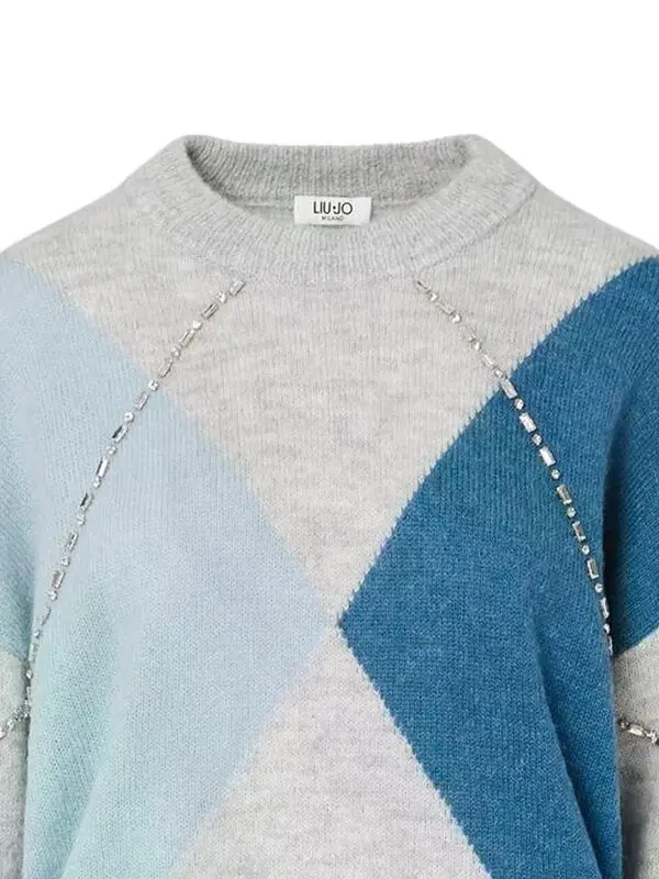 Liu Jo Argyle Crystal-embellished Sweater