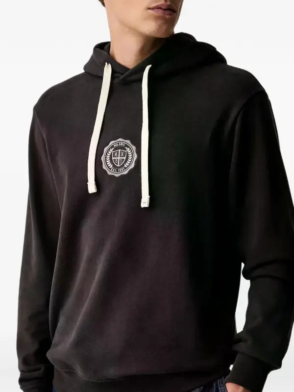 Armani Exchange Logo-patch Hoodie - Black