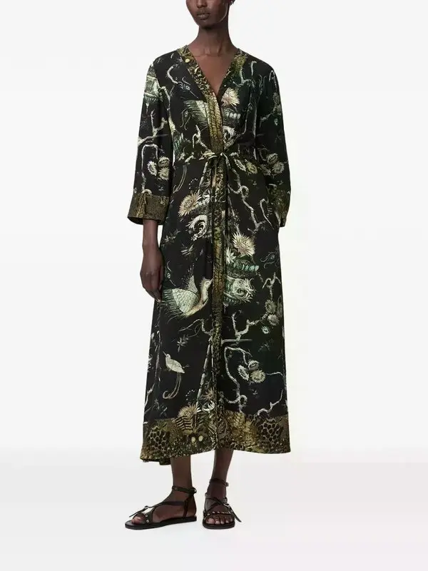 ALLSAINTS Animal-print Graphic-print Midi Dress - Black