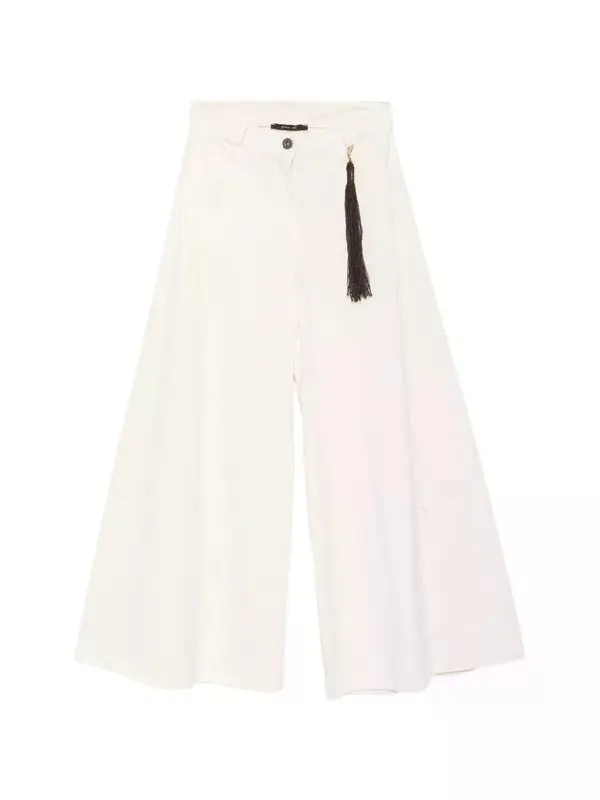 PHILIA LOFT Tassel-detail Wide-leg Trousers - Neutrals