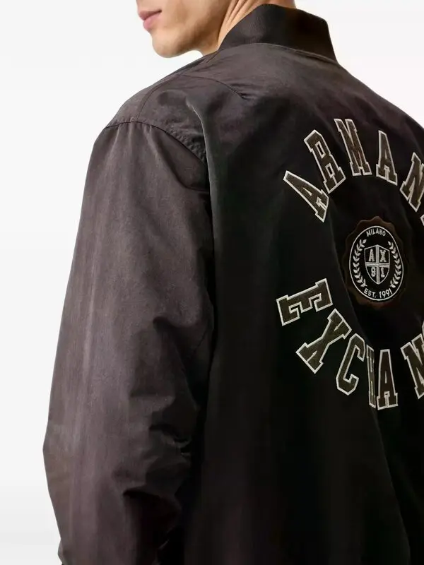 Armani Exchange Logo-embroidered Reversible Bomber Jacket
