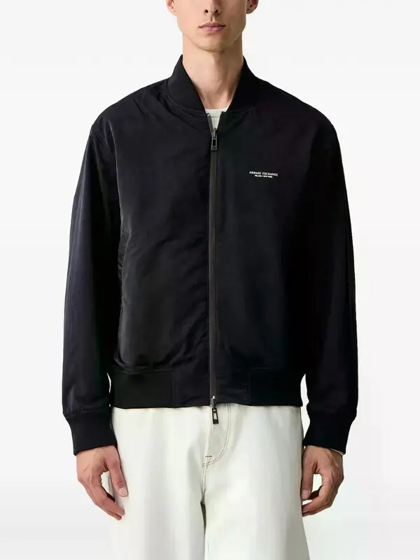 Armani Exchange Logo-embroidered Reversible Bomber Jacket