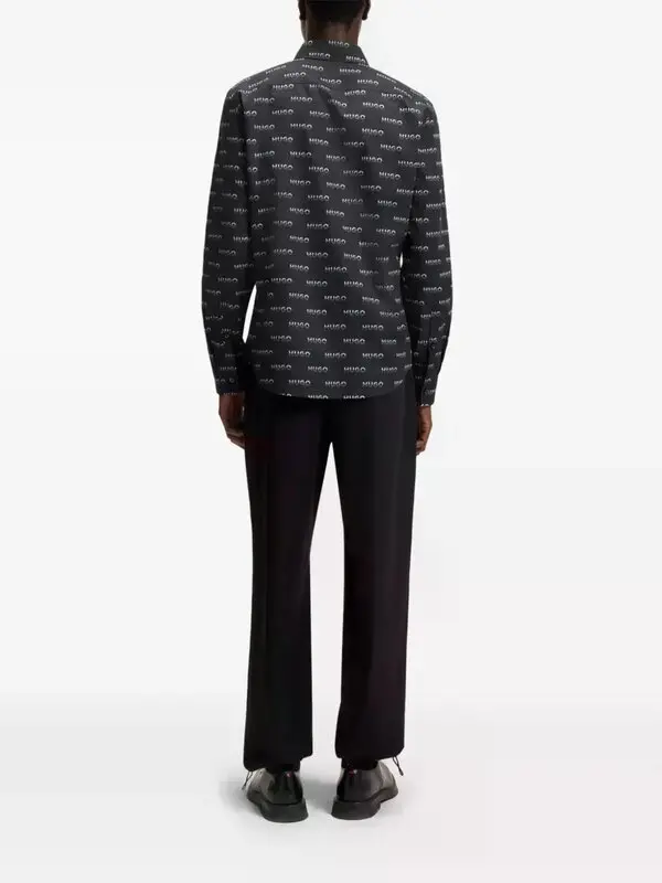 BOSS Printed Slim-fit Shirt In Cotton Poplin