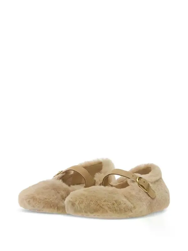 BIRKENSTOCK Santa Clarita Shearling Ballet Flats - Neutrals