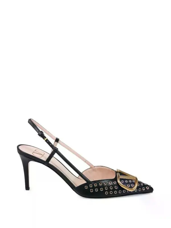 Valentino Garavani Vlogo Eyelet-embellished Heeled Pumps - Black