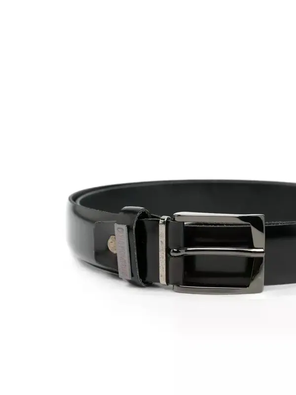 CARLO PIGNATELLI Logo-plaque Leather Belt - Black