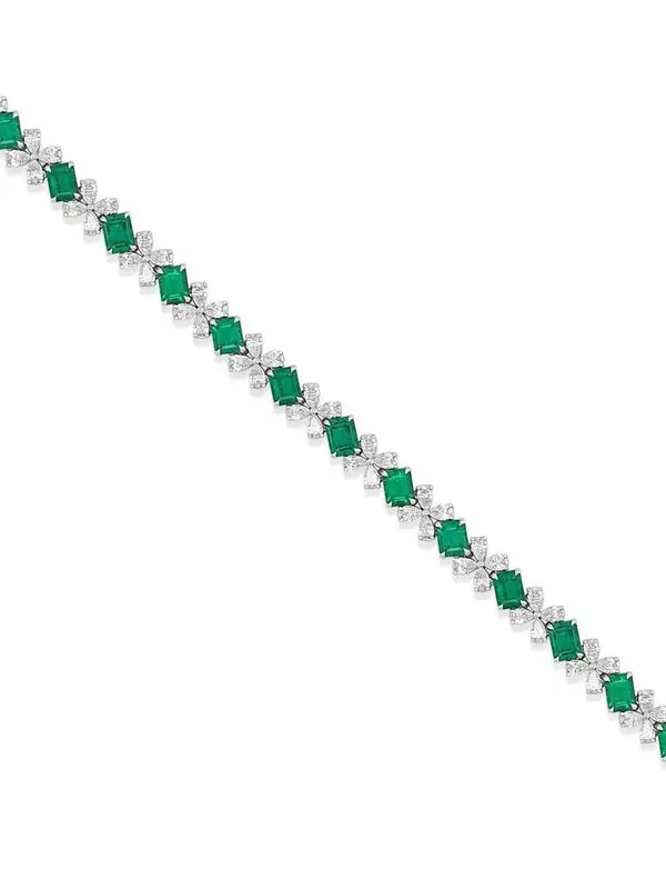 HYT JEWELRY Emerald And Diamond Bracelet - Silver