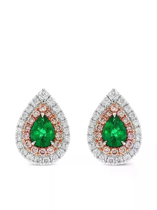 HYT JEWELRY Emerald And Diamond Earrings - Silver