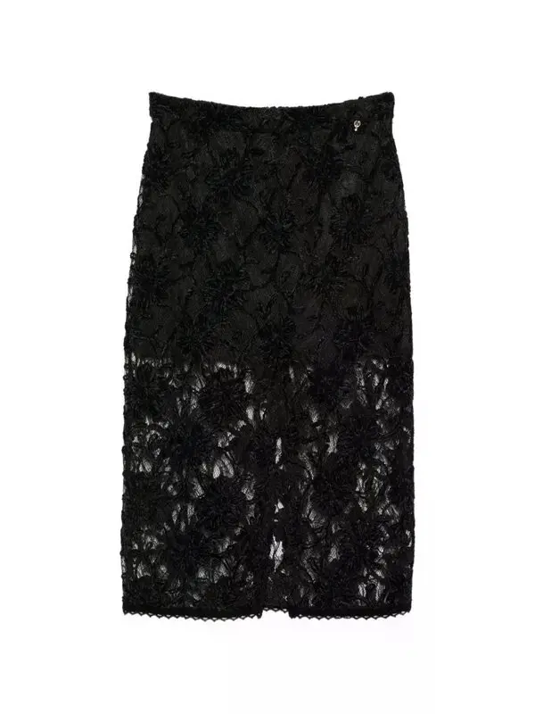 PHILIA LOFT Floral-lace Slit Midi Skirt