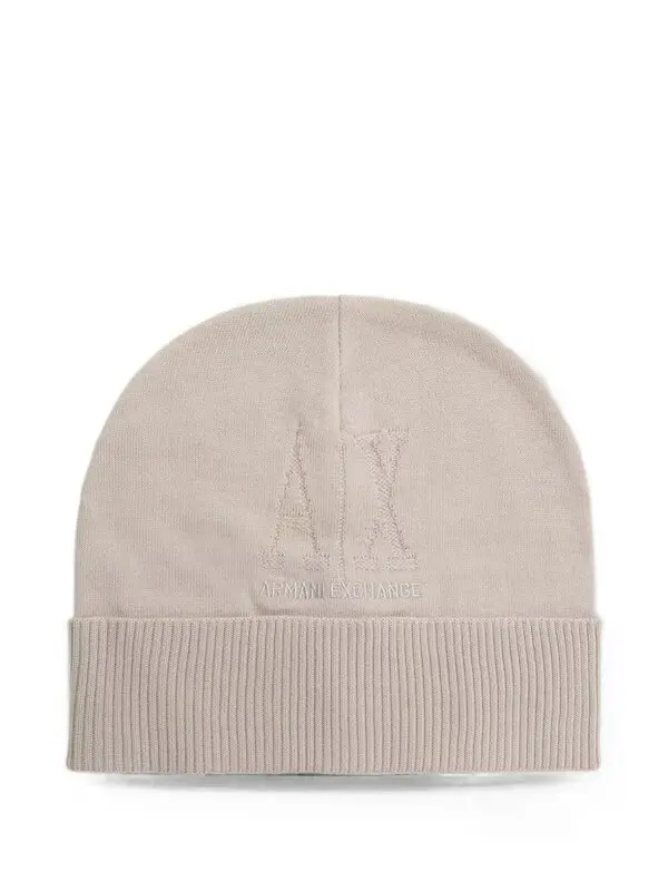 Armani Exchange Logo-embroidered Ribbed-trim Beanie Hat