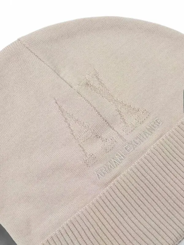 Armani Exchange Logo-embroidered Ribbed-trim Beanie Hat