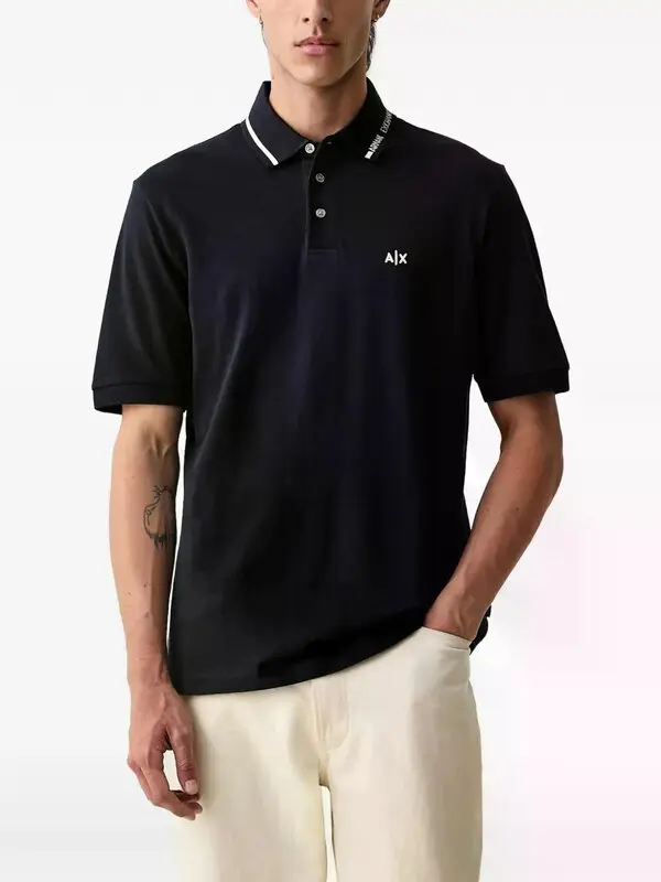 Armani Exchange Logo-embroidered Tipped Polo Shirt