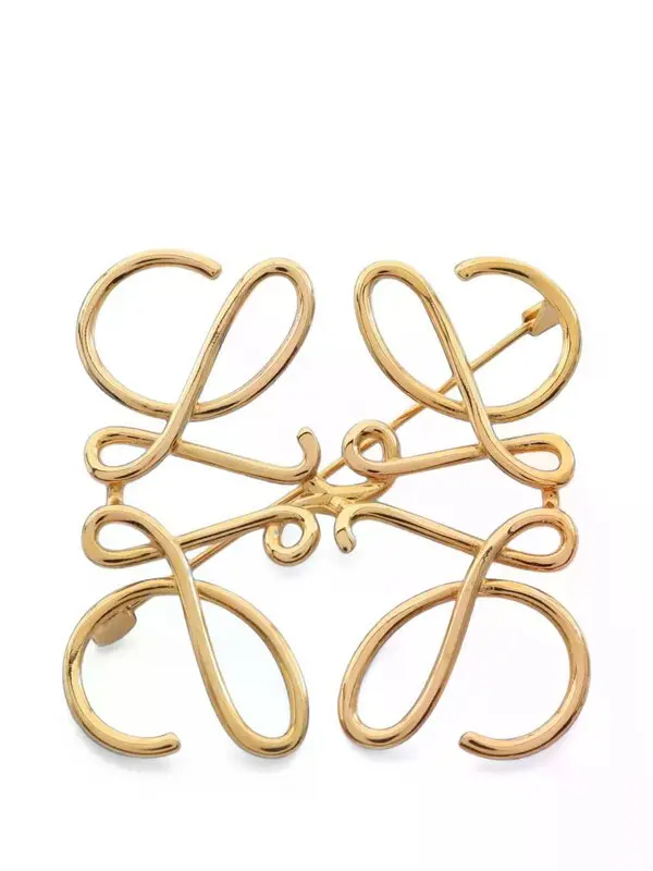 Loewe 2010s Anagram-signature Brooch - Gold