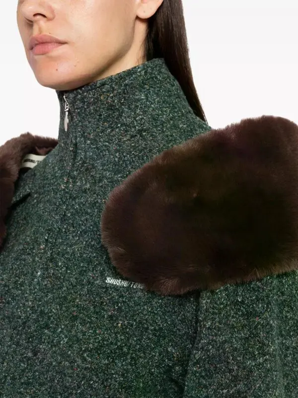 SHUSHU/TONG Faux-fur Trim Zip-up Jacket - Green