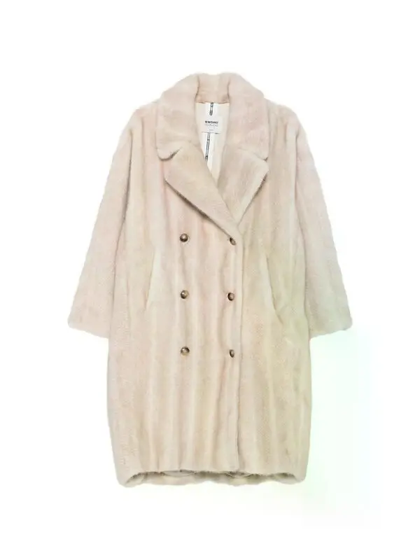 SWORD 6644 Double-breasted Faux-fur Coat - Neutrals