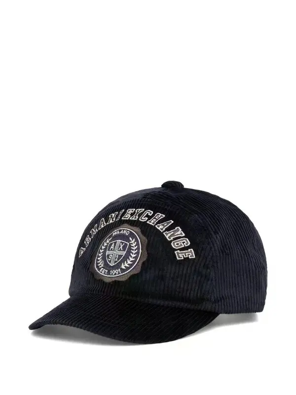Armani Exchange Logo-patch Corduroy Baseball Cap - Blue