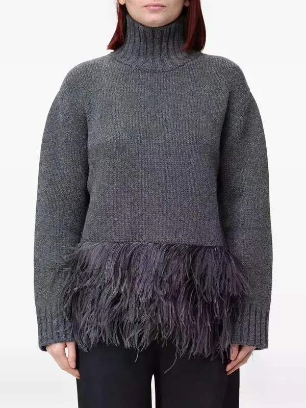 Fabiana Filippi Feather-trim Turtleneck Sweater - Grey