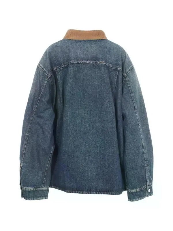 Miu Miu 2020s Piumino Embroidered-logo Denim Jacket - Blue