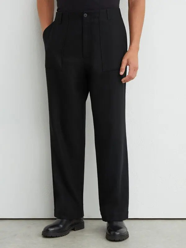 REISS Chain Wool-blend Relaxed-fit Trousers - Black