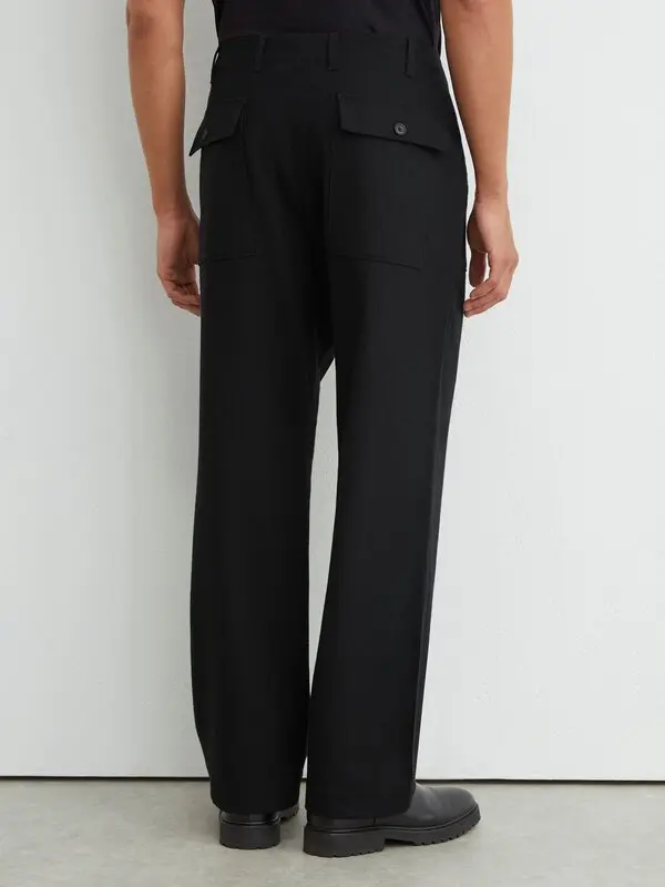 REISS Chain Wool-blend Relaxed-fit Trousers - Black