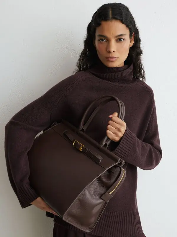 REISS Ember Leather Structured Tote Bag