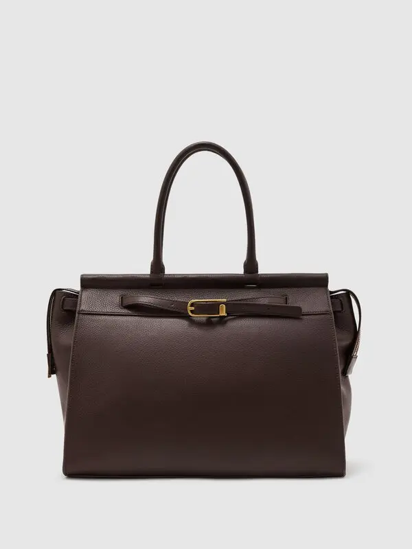REISS Ember Leather Structured Tote Bag