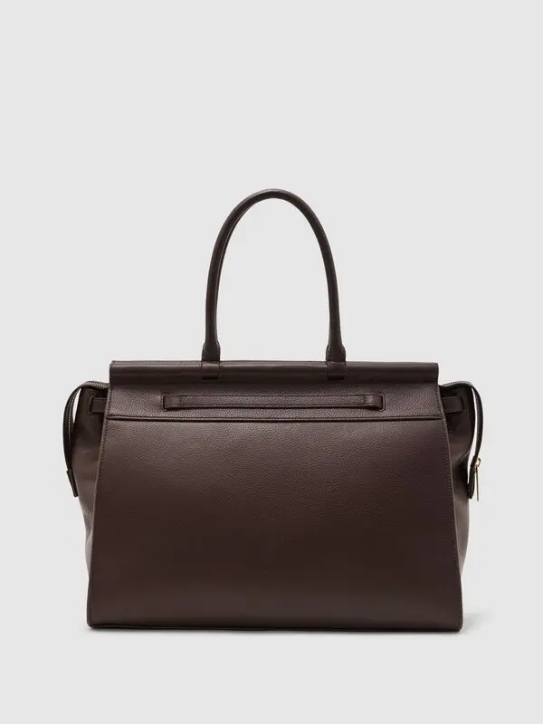 REISS Ember Leather Structured Tote Bag
